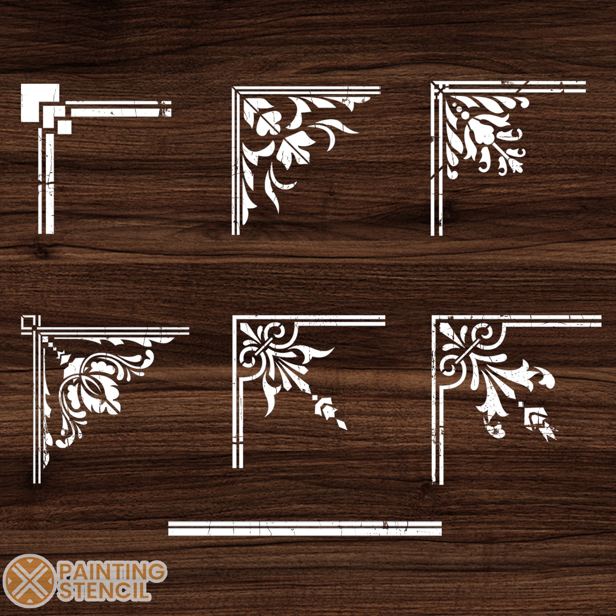 Set of 6 Stencil Templates, Set 6 Corner Frame Stencils, Victorian ...