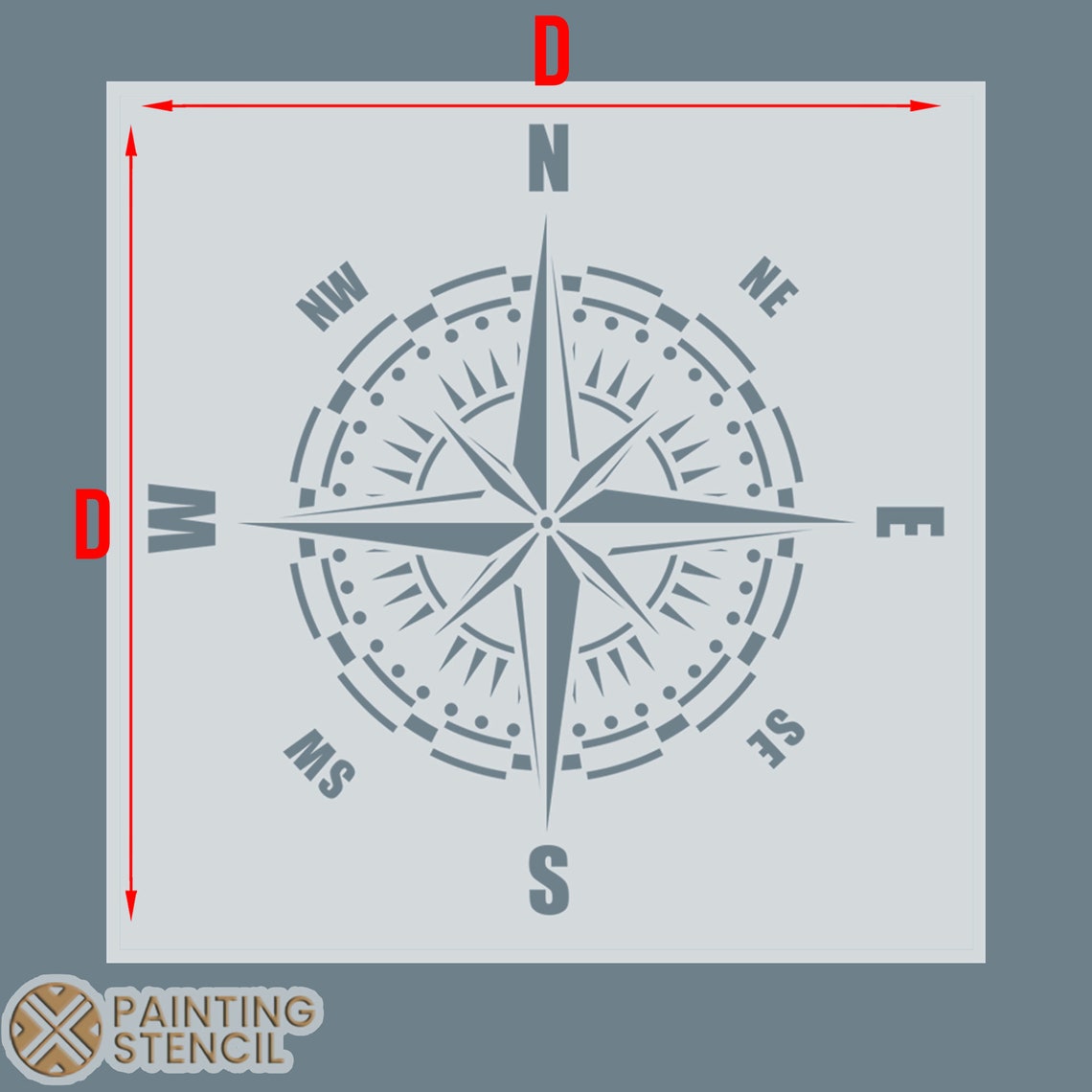 Compass Rose Stencil, Compass Stencil Reusable Compass Painting Stencil ...