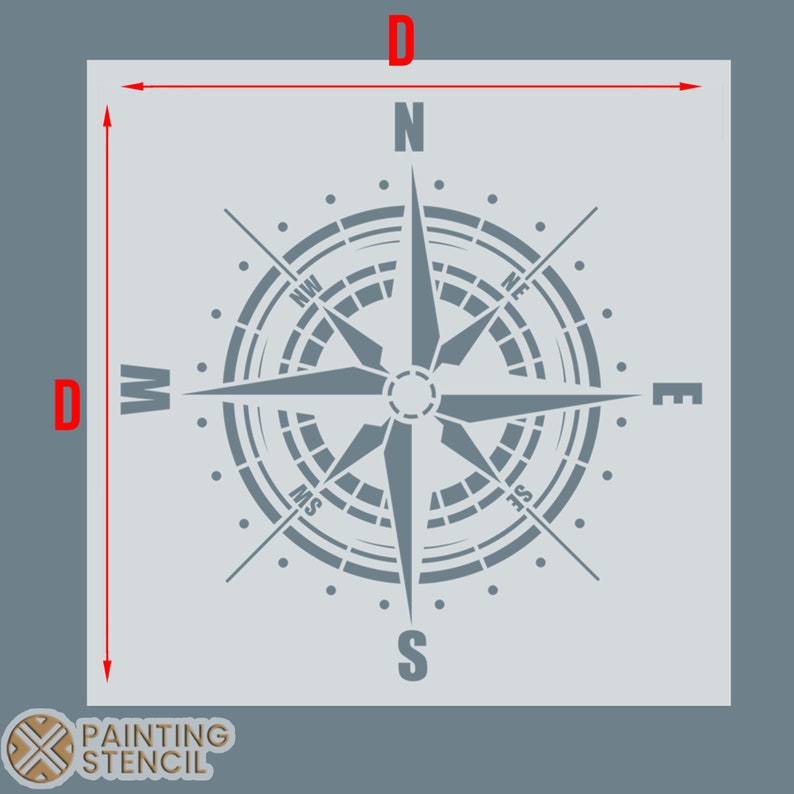 Compass Rose Stencil, Compass Stencil Reusable Compass Painting Stencil ...
