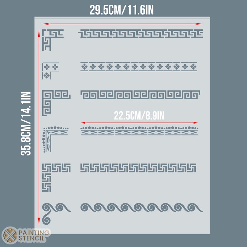 Border Template Set With Corners Large A4 Border Stencil Set - Etsy