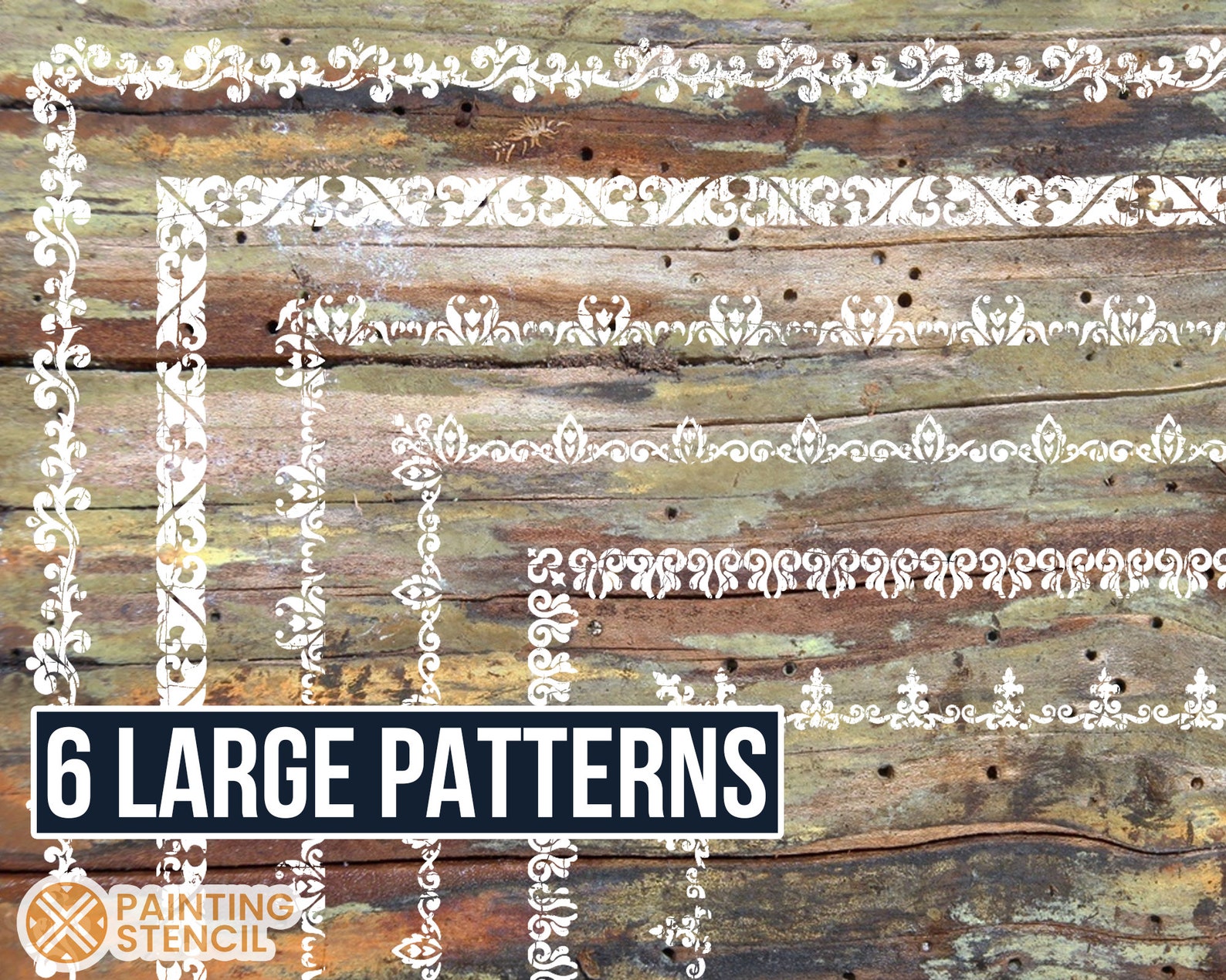 Large Flower Border Stencils, Border Stencils for Wood , Paisley Border ...