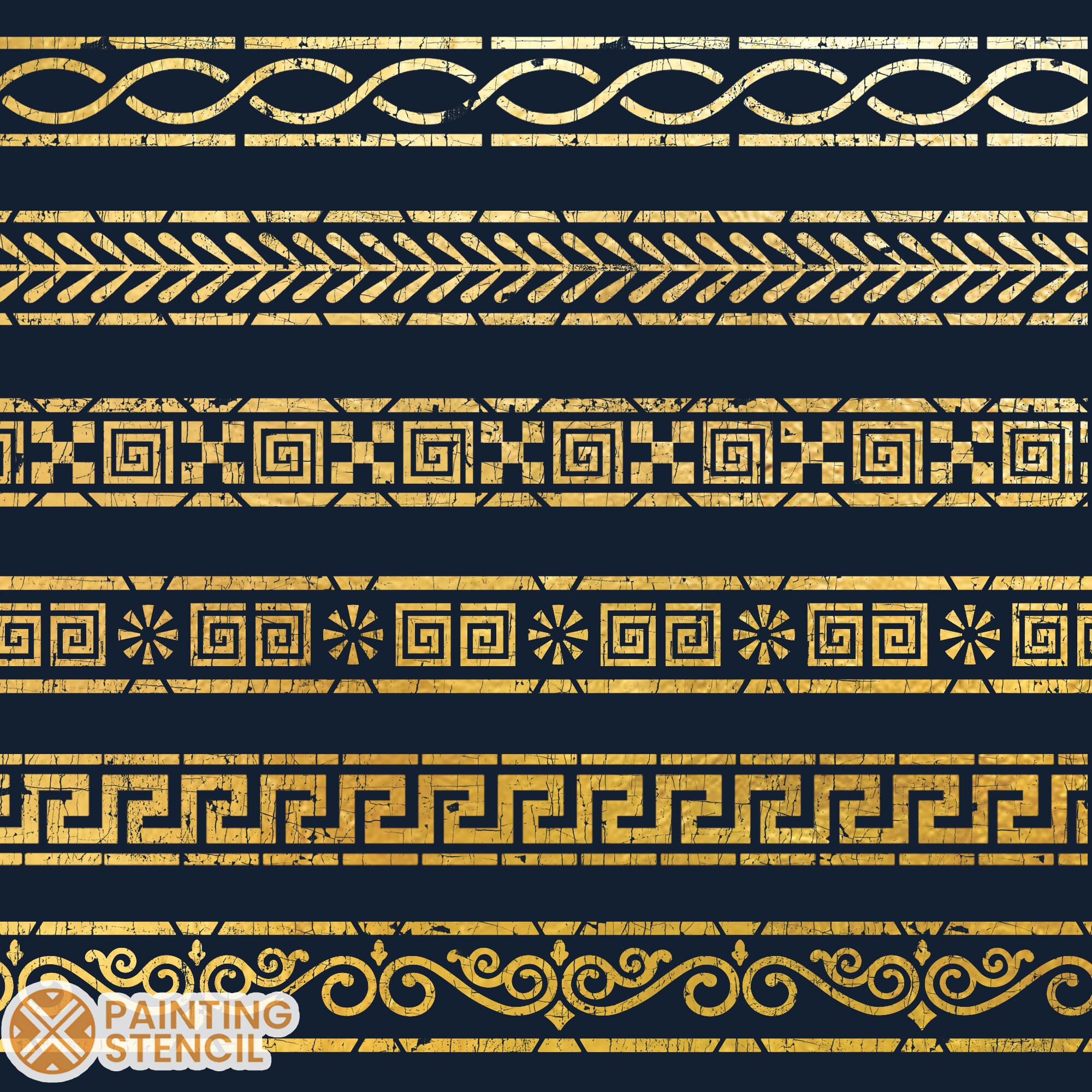 A4 Border Stencil Set, Border Stencils for Wood , Greek Border Stencil ...