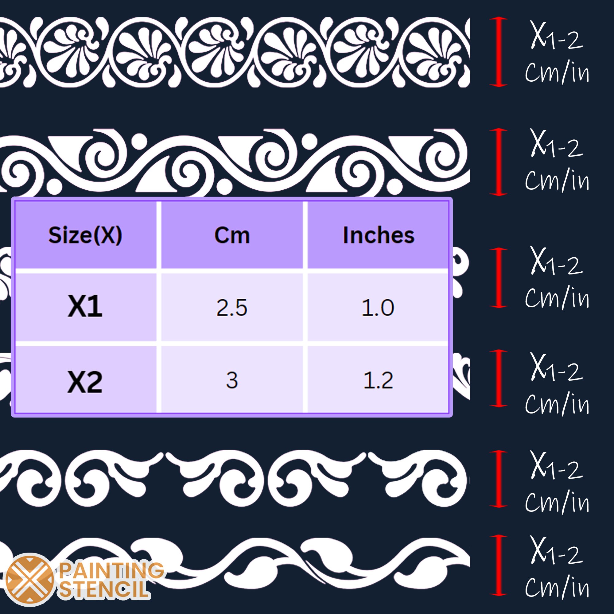 Large Flower Border Stencils Large Wood Border Stencils - Etsy