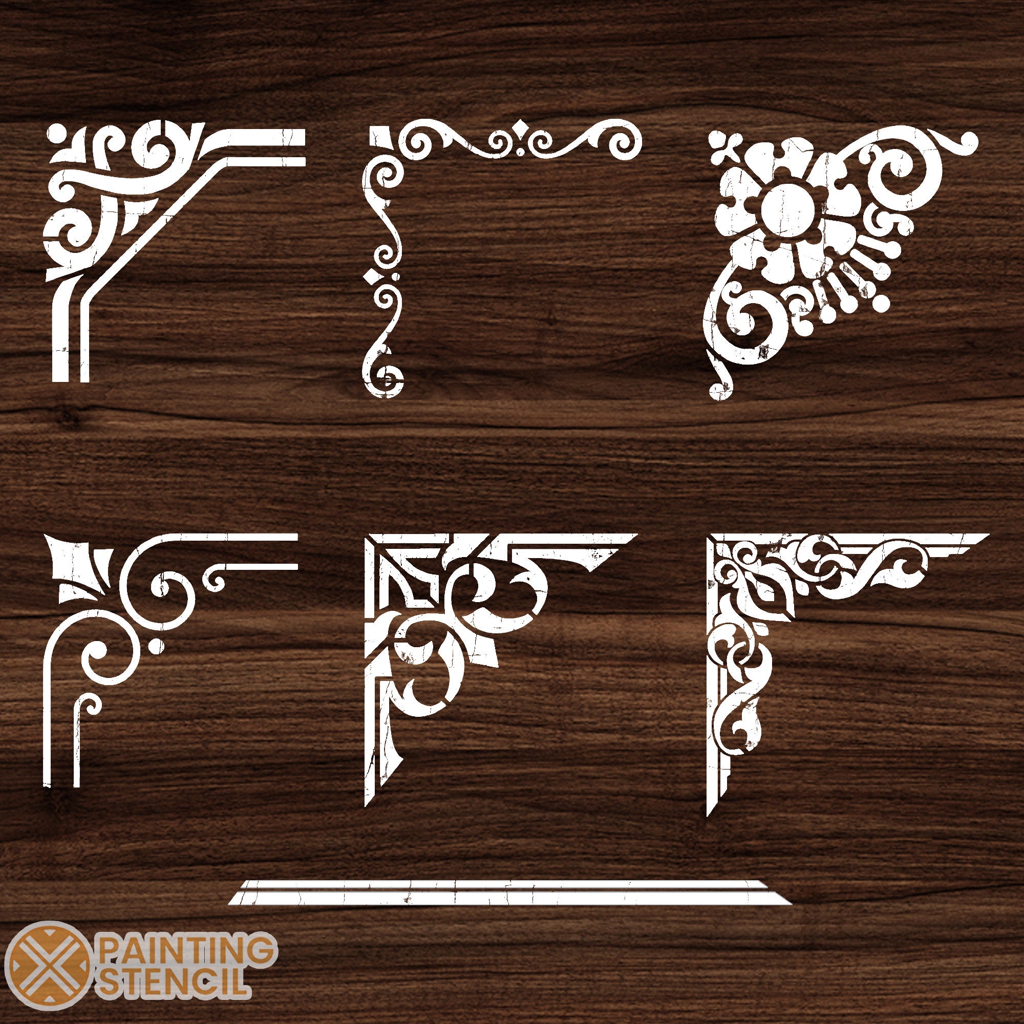 Set of 6 Corner Frame Stencils, Set of 6 Stencil Templates, Victorian ...