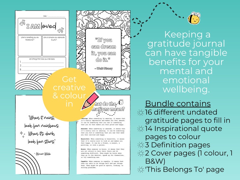 Printable Kids Gratitude Journal - Printable Daily Affirmations ...