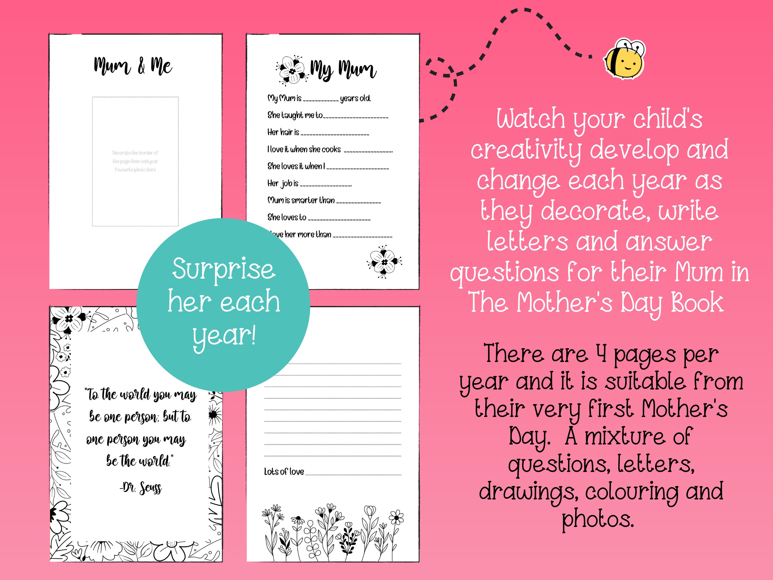 Printable Mothers Day Memory Book 44-page A4 Digital PDF - Etsy