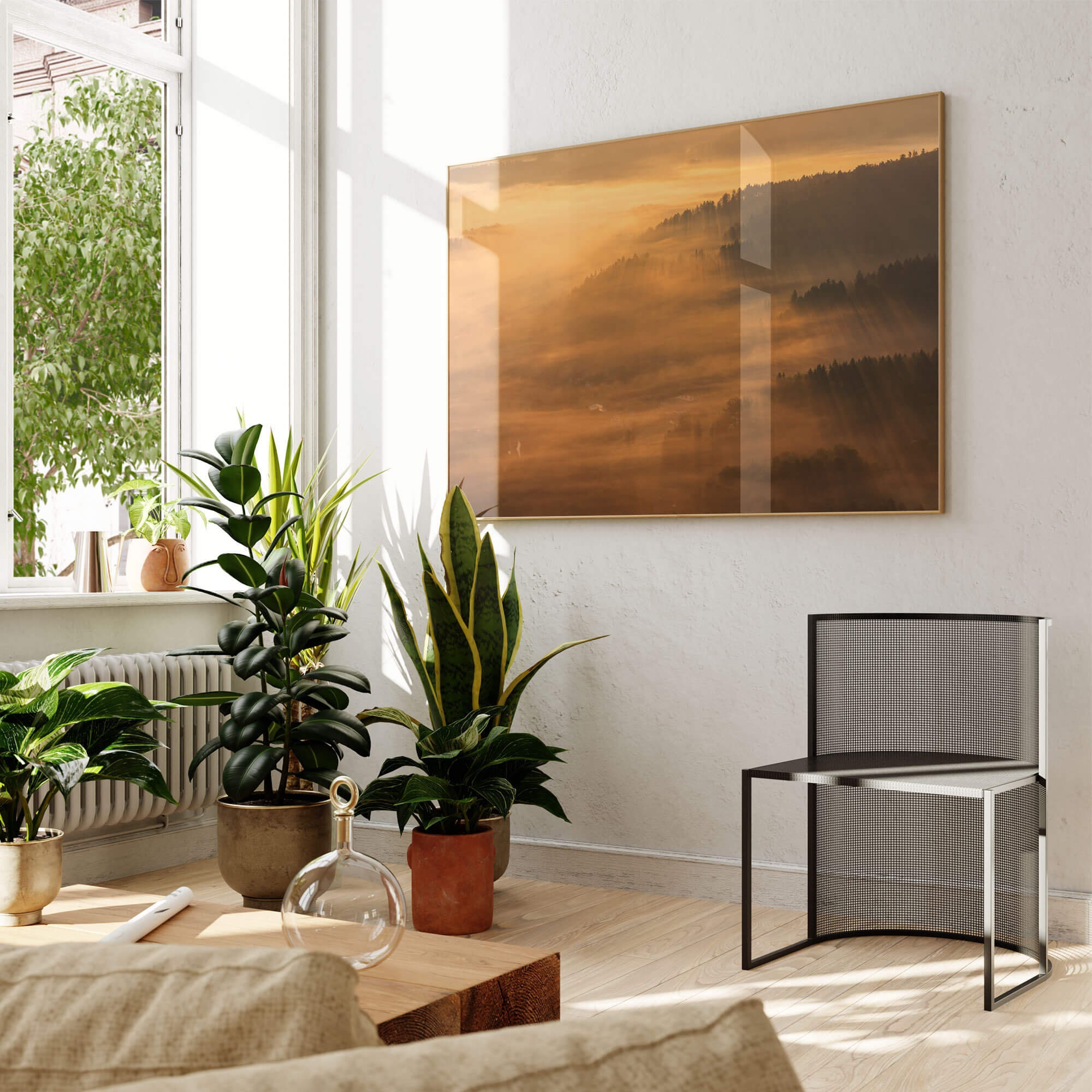 Amazing Sun Rays Over Forest Landscape Canvas Wall Art, Original ...