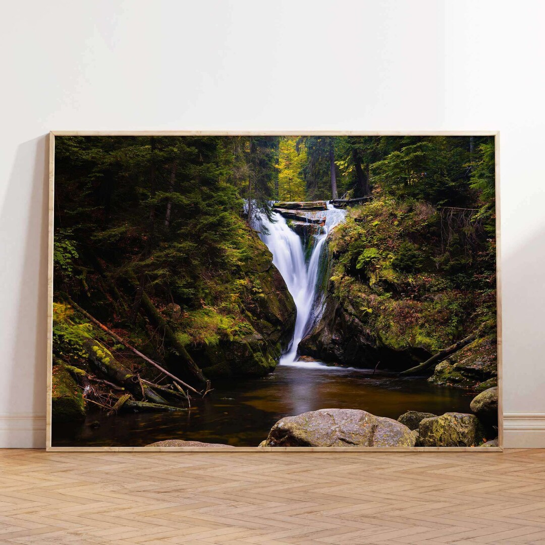 Original Waterfall Landscape Photography Print, Mountain Waterfall ...