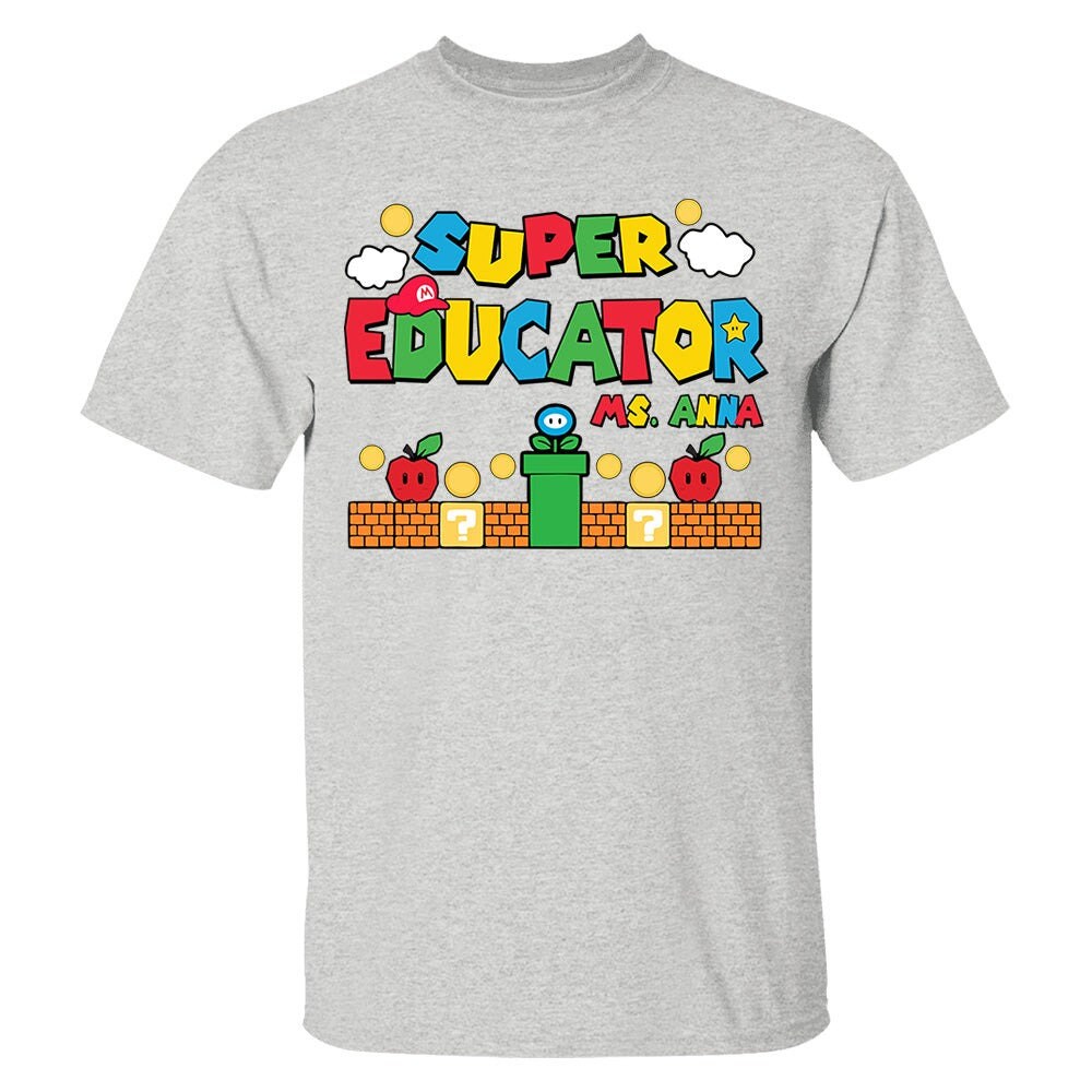Personalized Super Mario Teacher T-shirt Teacher Shirt Back - Etsy