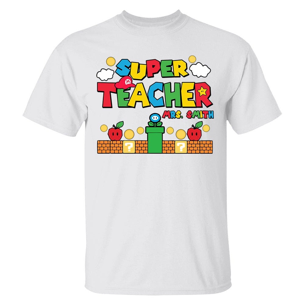 Personalized Super Mario Teacher T-shirt Teacher Shirt Back - Etsy