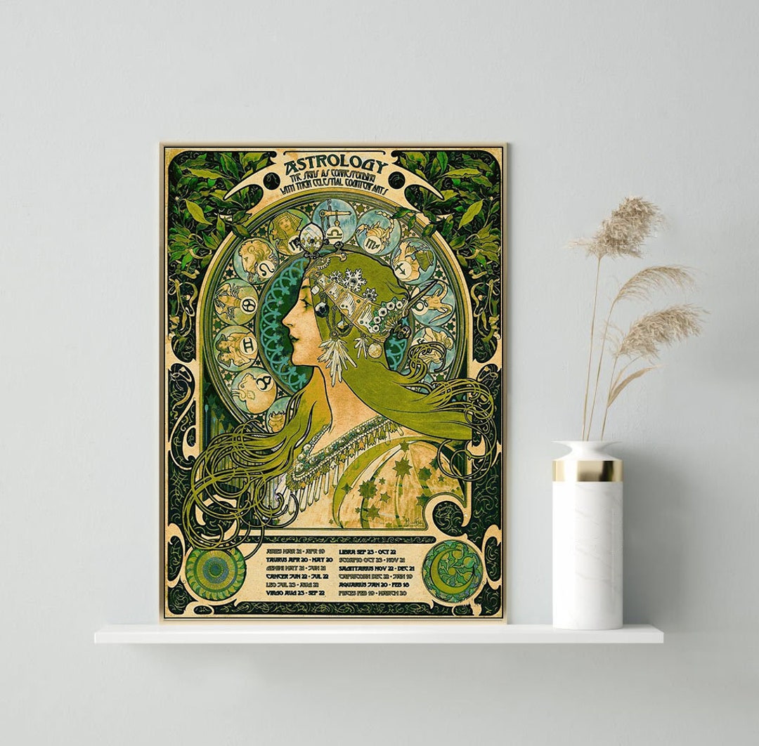 Emerald Green Alphonse Mucha Poster Wall Art Gift Home - Etsy