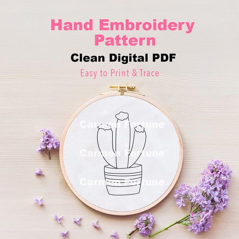 Cactus Hand Embroidery Pattern PDF, Modern Plant Embroidery, DIY ...