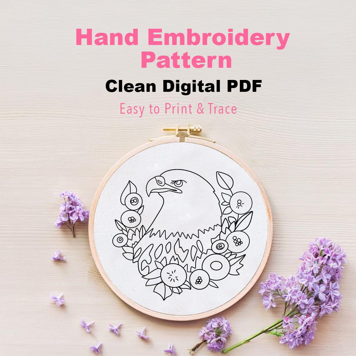 Bald Eagle Hand Embroidery Pattern PDF, Patriotic Eagle Embroidery With ...