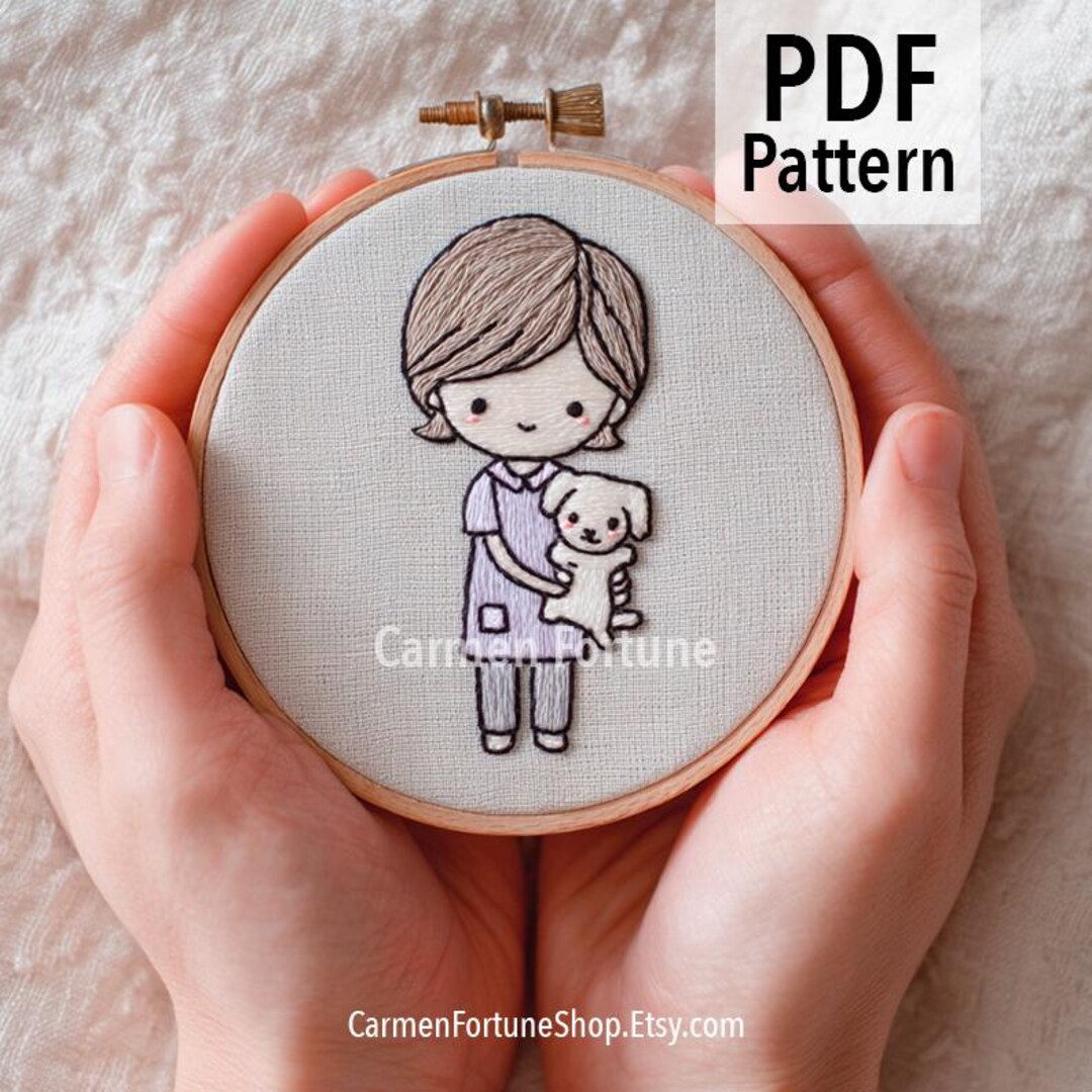 Hand Embroidery Pattern PDF, Cute Female Doctor Chibi Design With ...