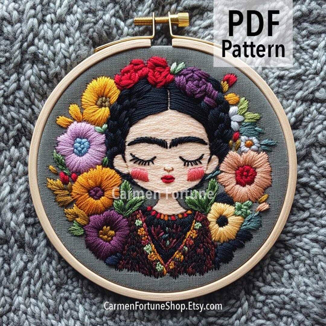 Hand Embroidery Pattern PDF, Spanish Woman With Flowers Embroidery ...