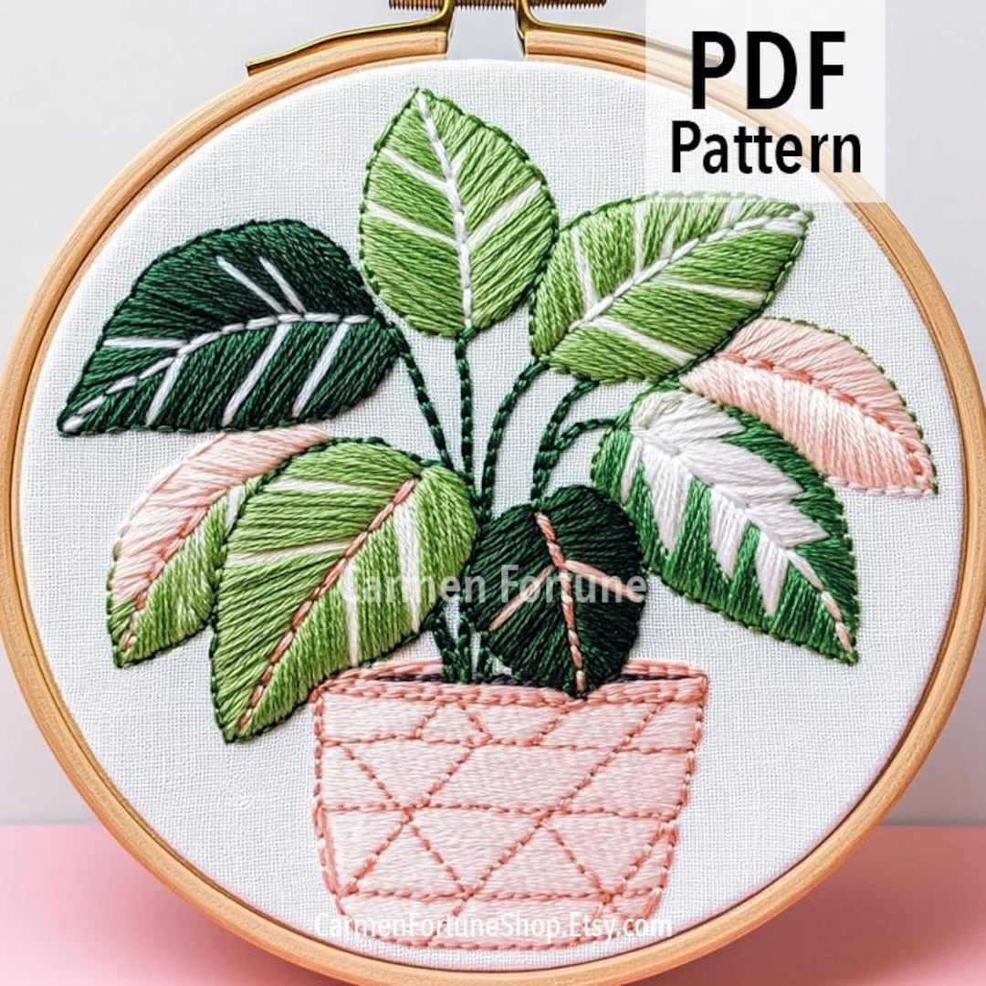 Potted Plant Hand Embroidery Pattern: Botanical Hoop Art (PDF Download ...