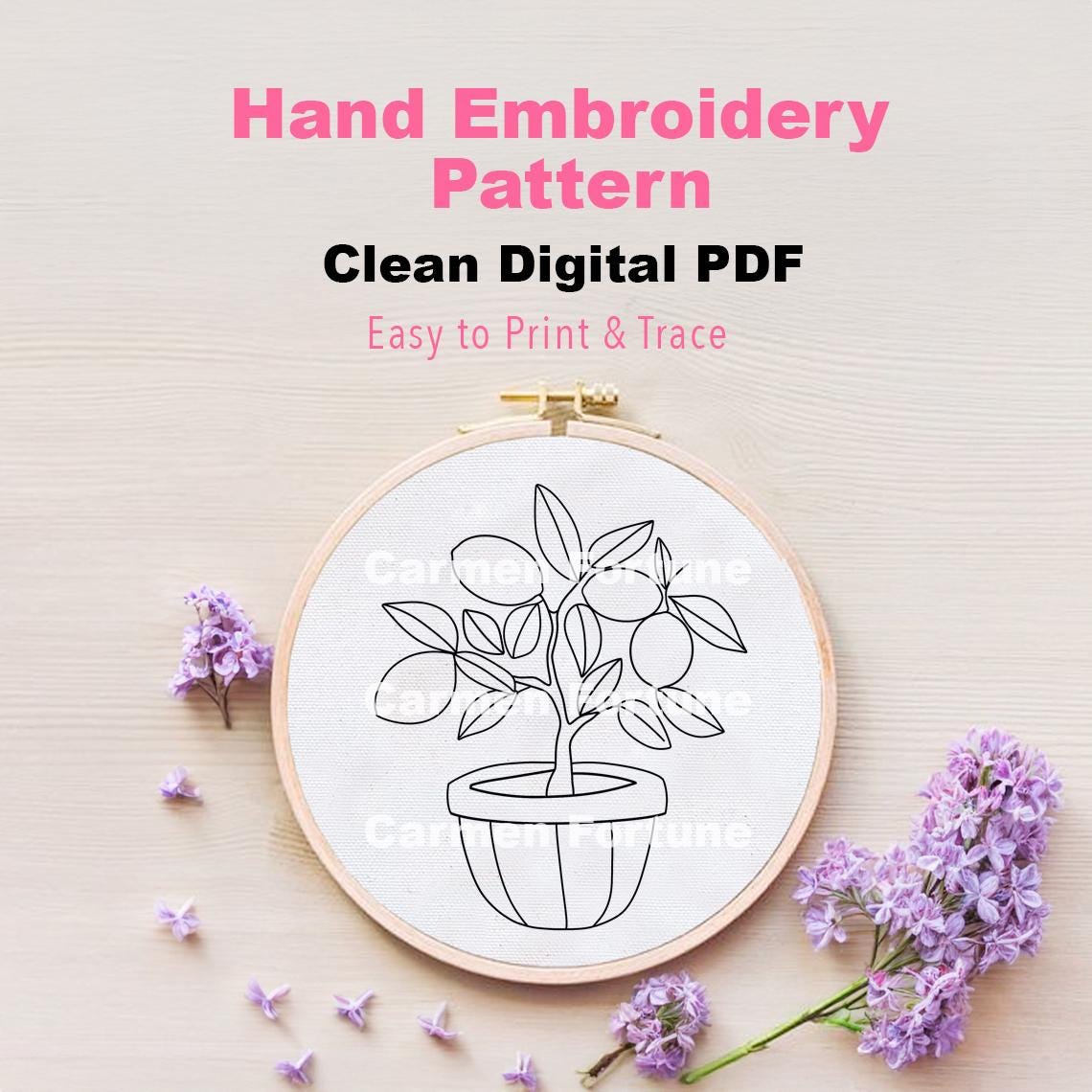 Hand Embroidery Pattern PDF, Lemon Tree Embroidery Design, DIY Fruit ...