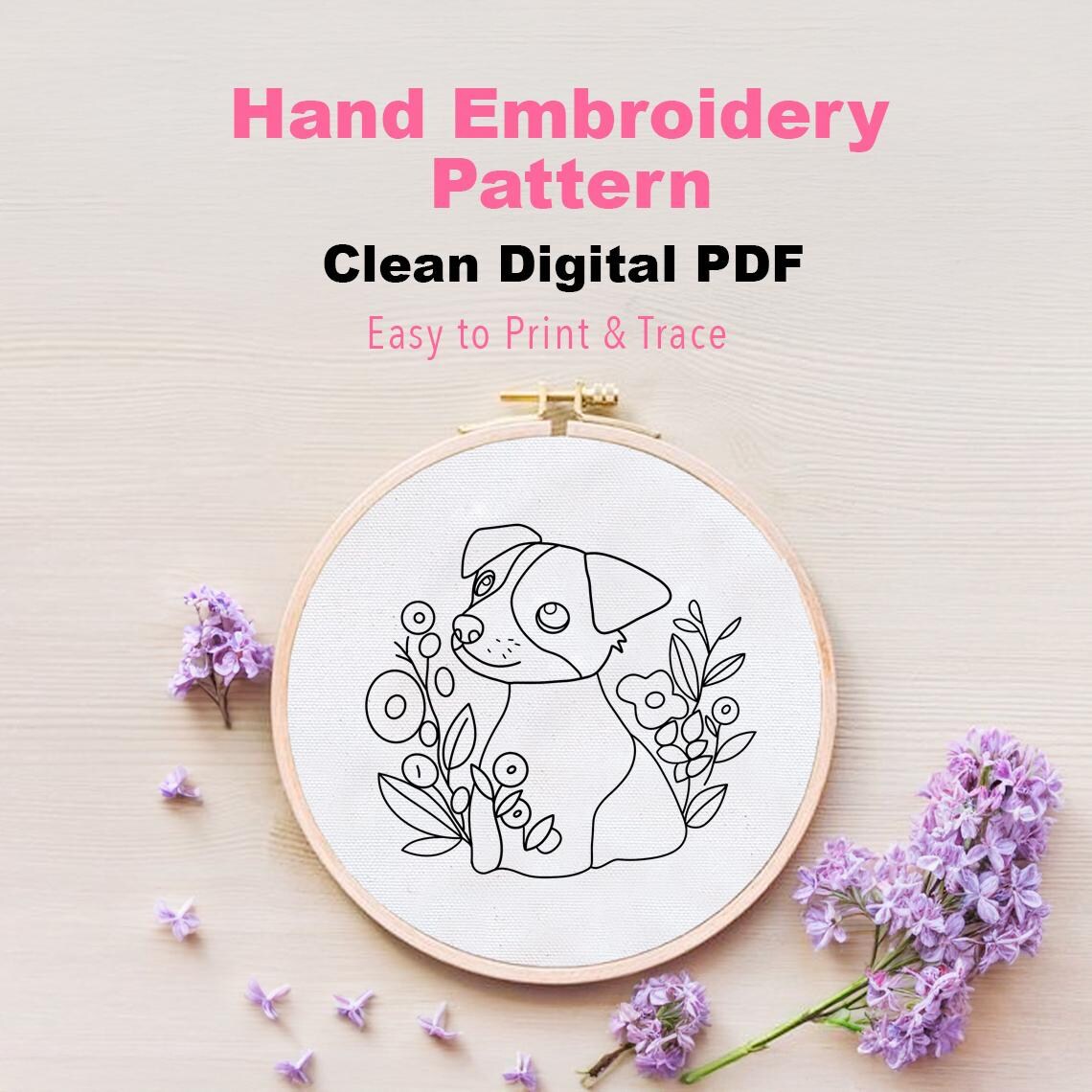 Jack Russell Terrier Hand Embroidery Pattern PDF, Cute Dog Embroidery ...