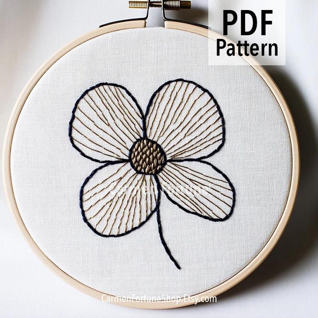 Hand Embroidery Pattern PDF, Minimalist Flower Embroidery Design ...
