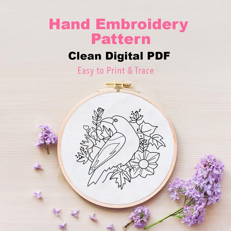 Raven Embroidery Pattern PDF, Gothic Black Bird Hoop Art With Fall ...
