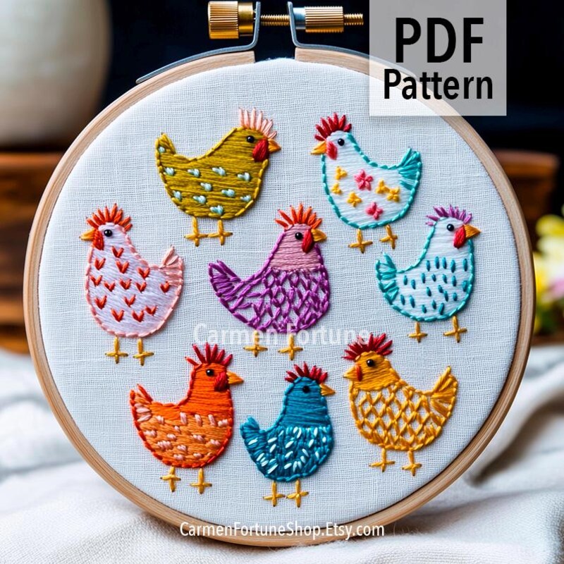 Chicken Embroidery Design - Etsy