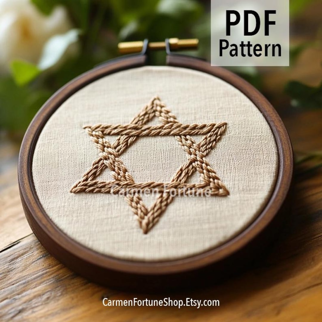 Star of David Hand Embroidery Pattern PDF, Jewish Hoop Art With ...