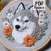 Husky Dog Hand Embroidery Pattern PDF, Siberian Husky Embroidery Design ...