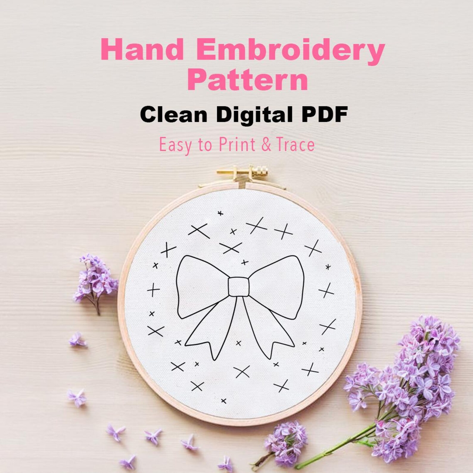 Bow Hand Embroidery Pattern PDF, Blue Bow, Cute Blue Ribbon Embroidery ...