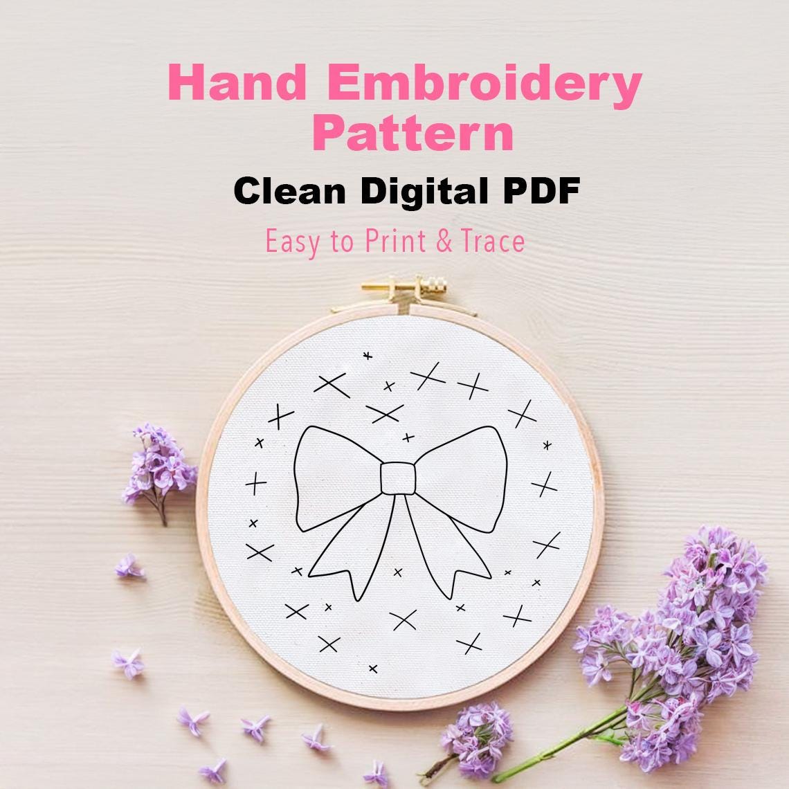 Bow Hand Embroidery Pattern PDF, Blue Bow, Cute Blue Ribbon Embroidery ...
