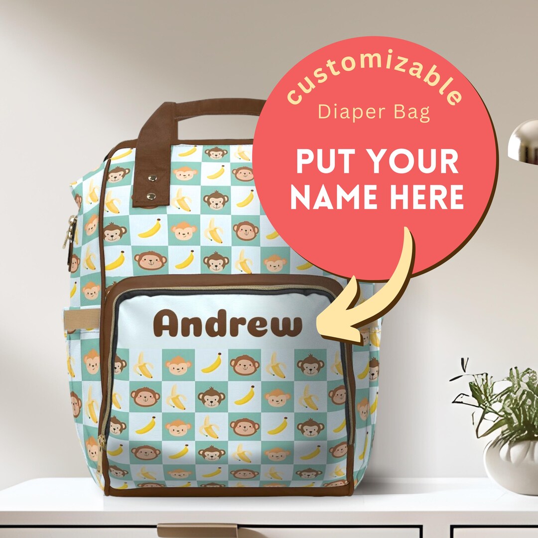 Personalized Cheeky Monkey Diaper Backpack, Nappy Bag, Fun ...