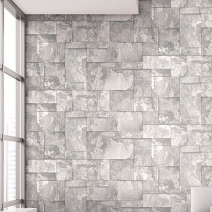 Deep Embossed Gray Blocks Wallpaper Home Wall Decor - Etsy