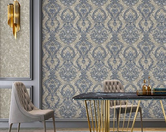 Luxury Gold Damask Embossed Wallpaper, 3D Textured Striped Wallpaper ...