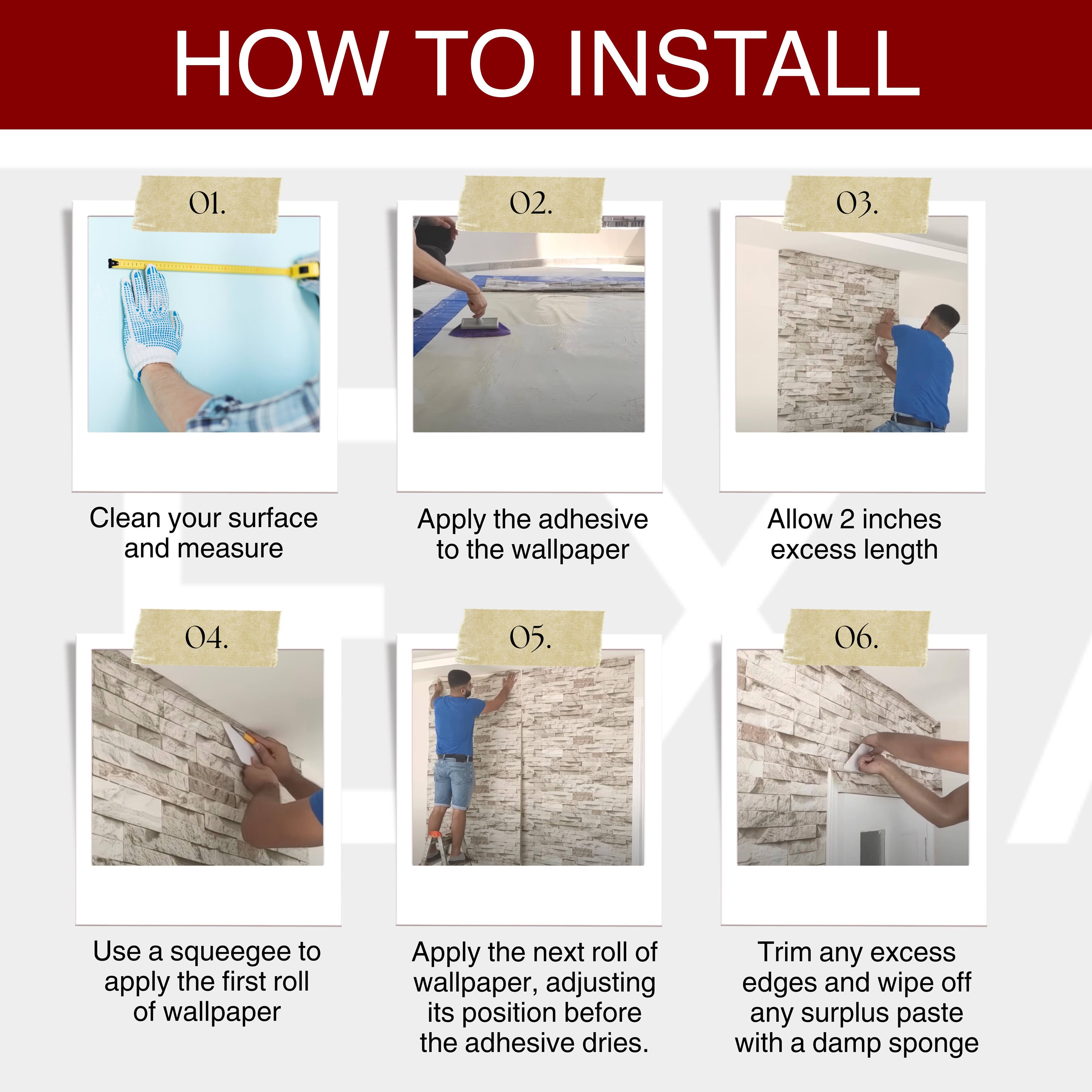 Modern Embossed Stone Brick Wallpaper, Home Wall Decor, Aesthetic ...