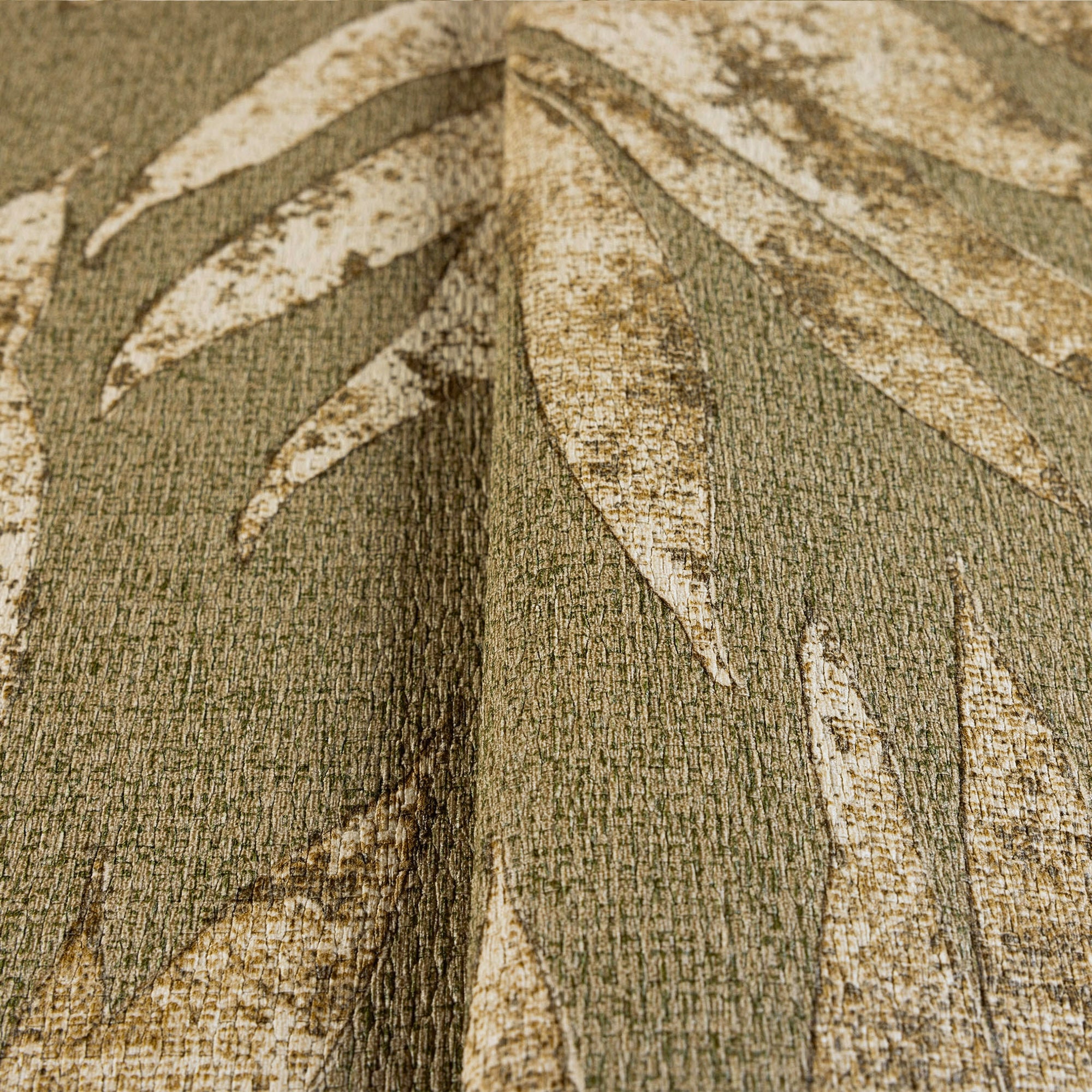 Dark Washed Leaves Embossed Wallpaper, Rich Textured Wallcovering ...