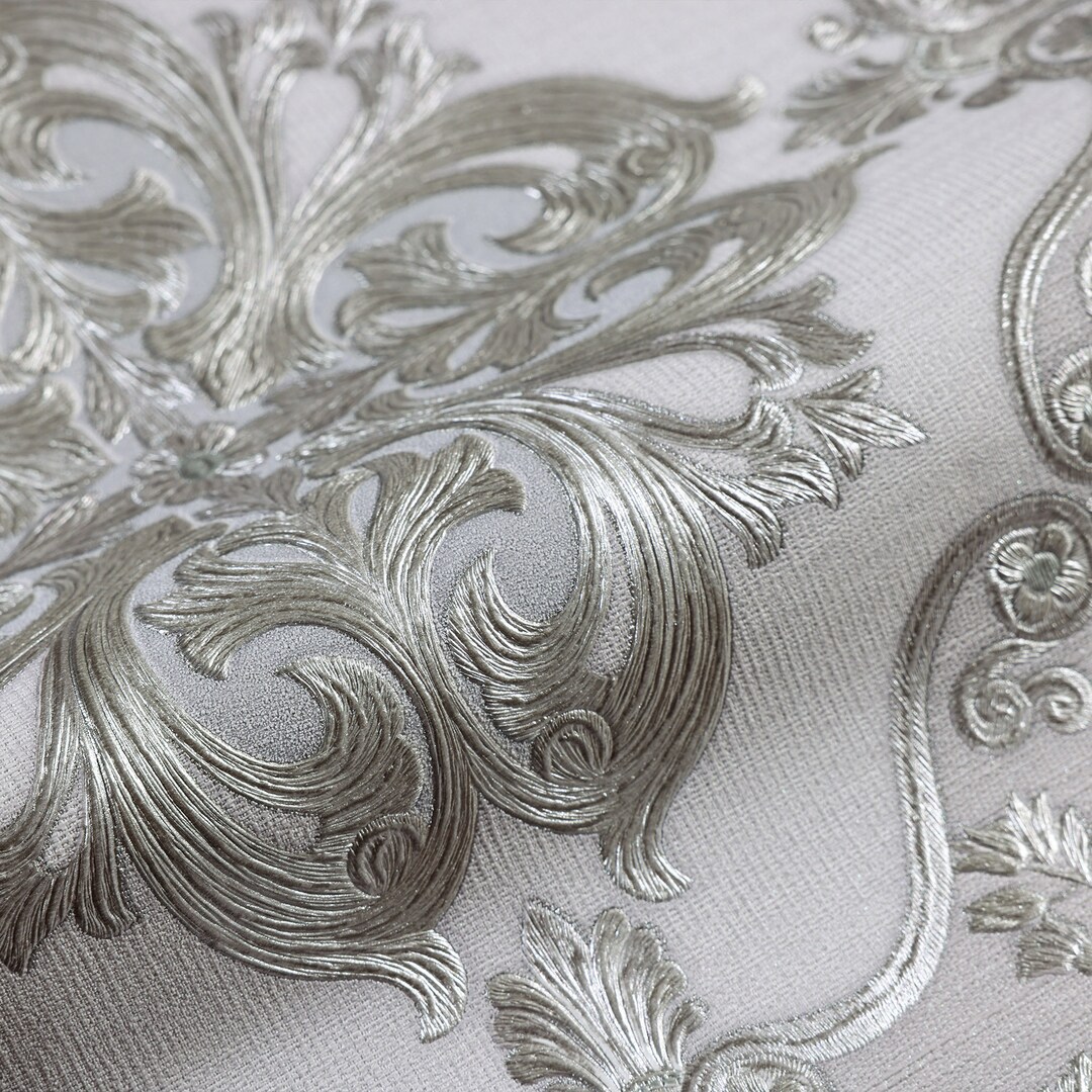 Luxury White Damask Embossed Wallpaper, Rich Textured Wallpaper, Extra ...