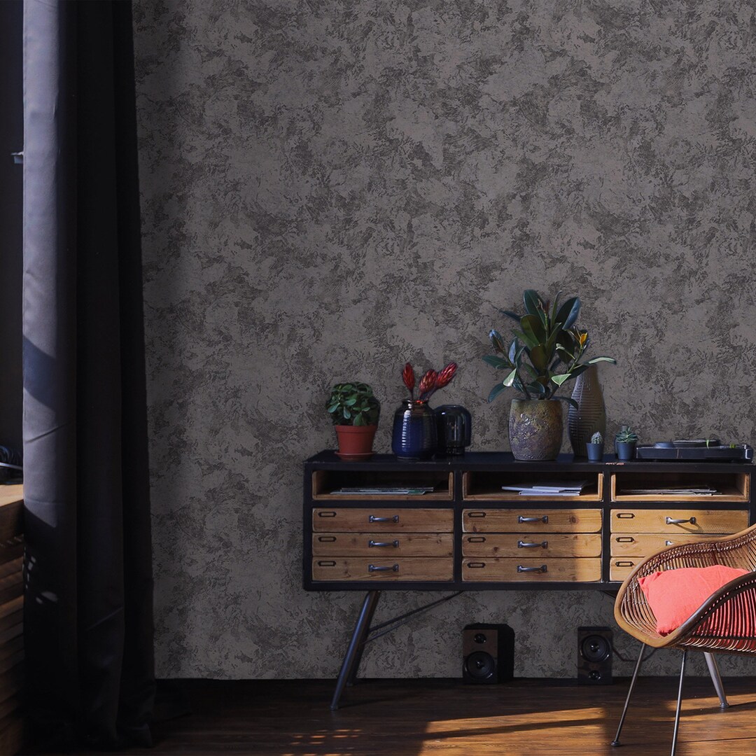 Dark Color Metallic Embossed Wallpaper, Textured Rustic 3D Wall ...