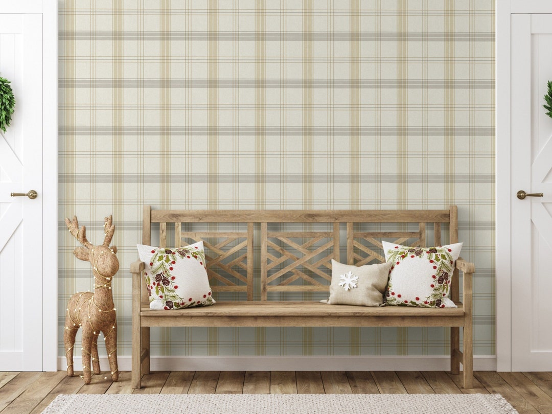 Textured Plaid Wallpaper, 3D Embossed Tartan Wallpaper, Wallcovering ...