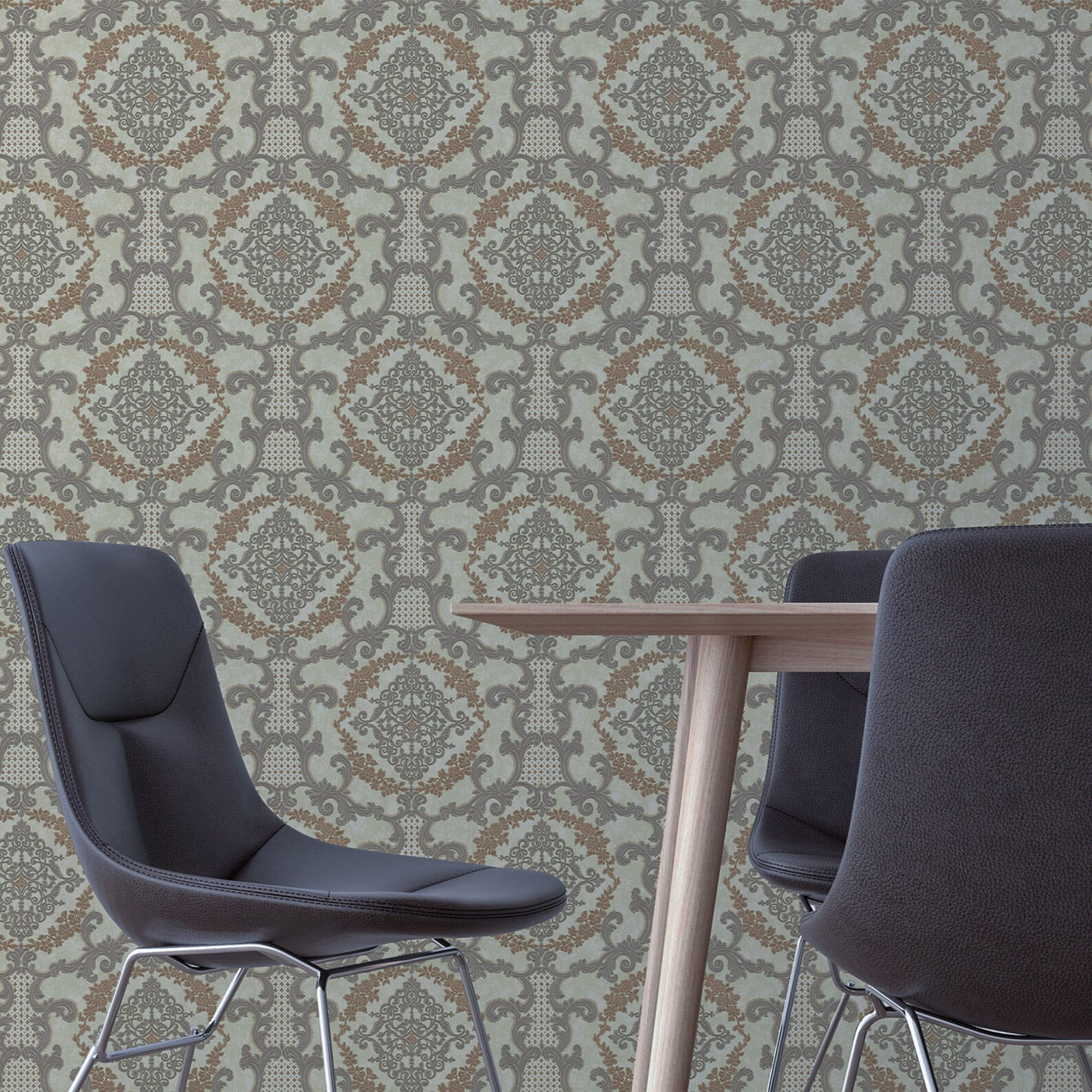 Elegant Damask Deep Embossed Wallpaper, 3D Textured Wallcovering ...