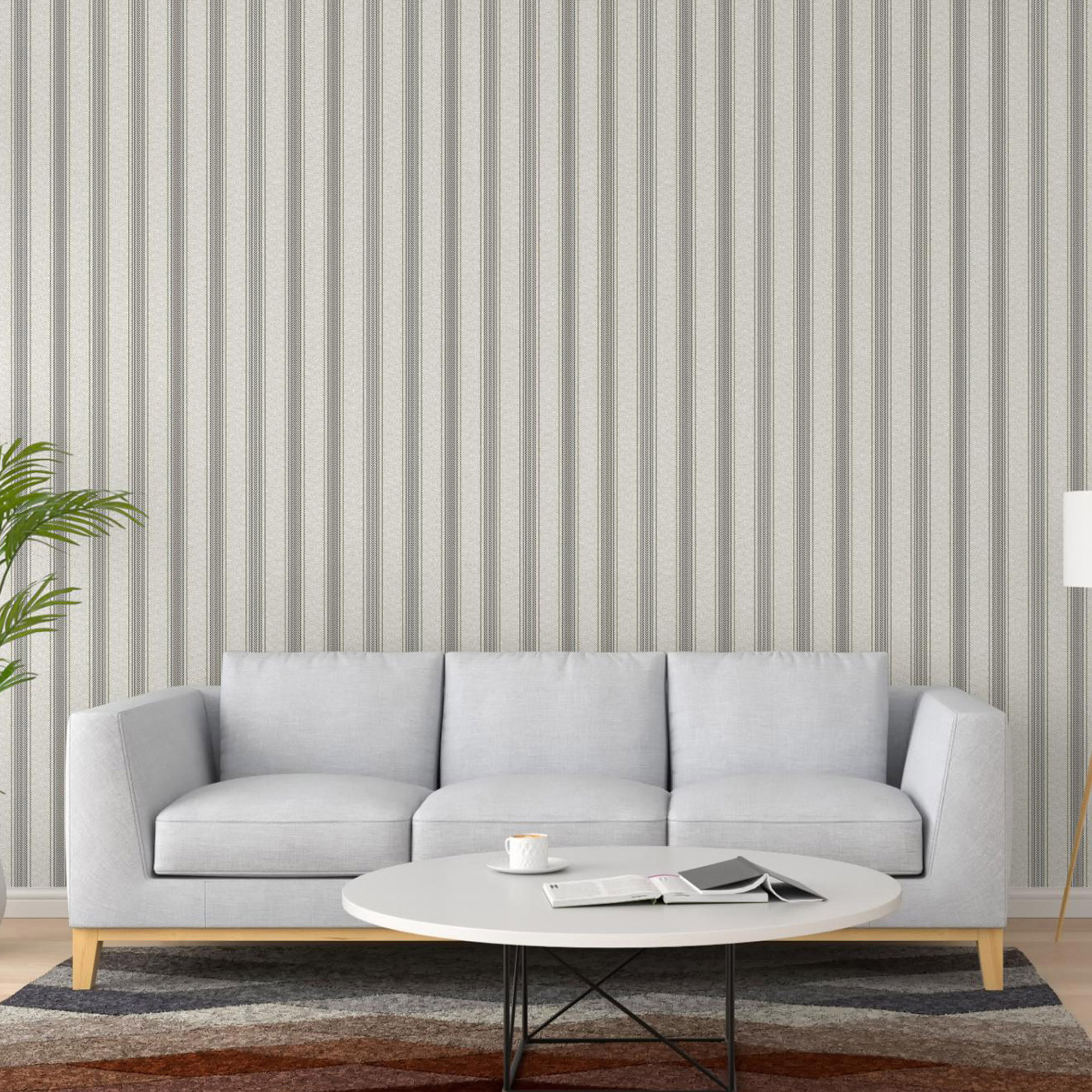 Large Striped Wallpaper, Textured Wallpaper, Extra Wide 114 Sq Ft Roll ...