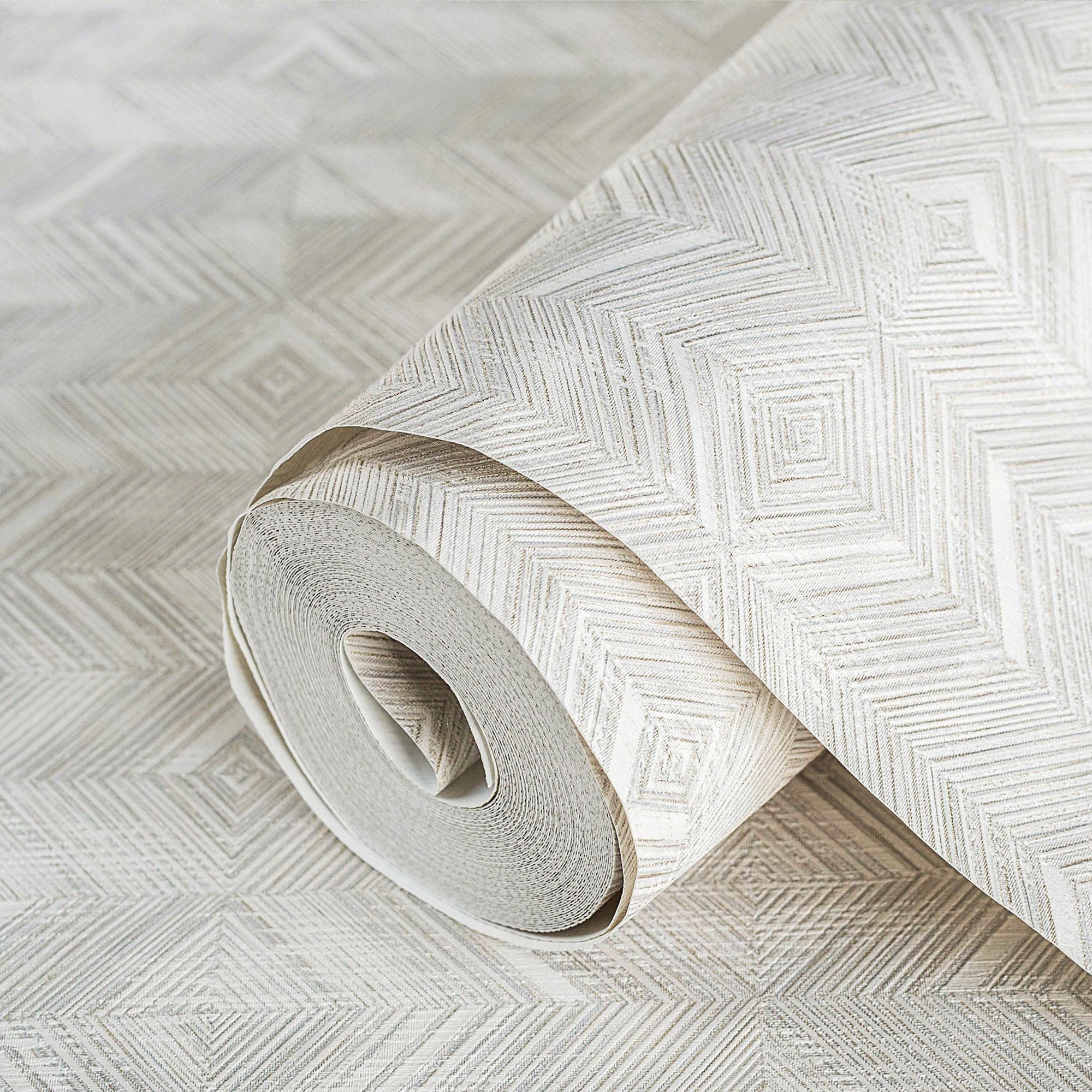 Embossed Geometric Wallpaper, 3D Chevron Herringbone Striped, Vinyl ...