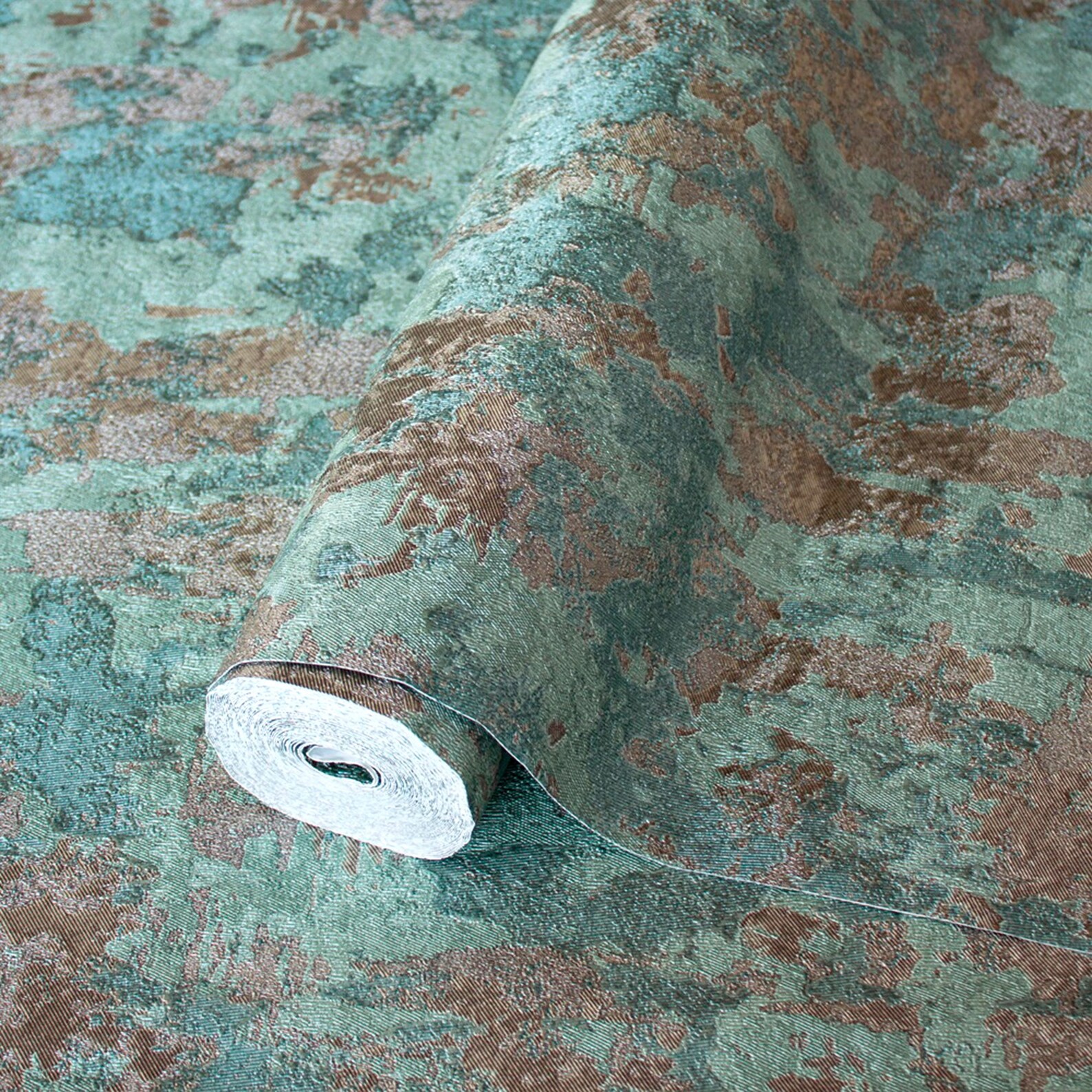 Beautiful Distressed Embossed Wallpaper, Blue Green Rustic Shimmering ...