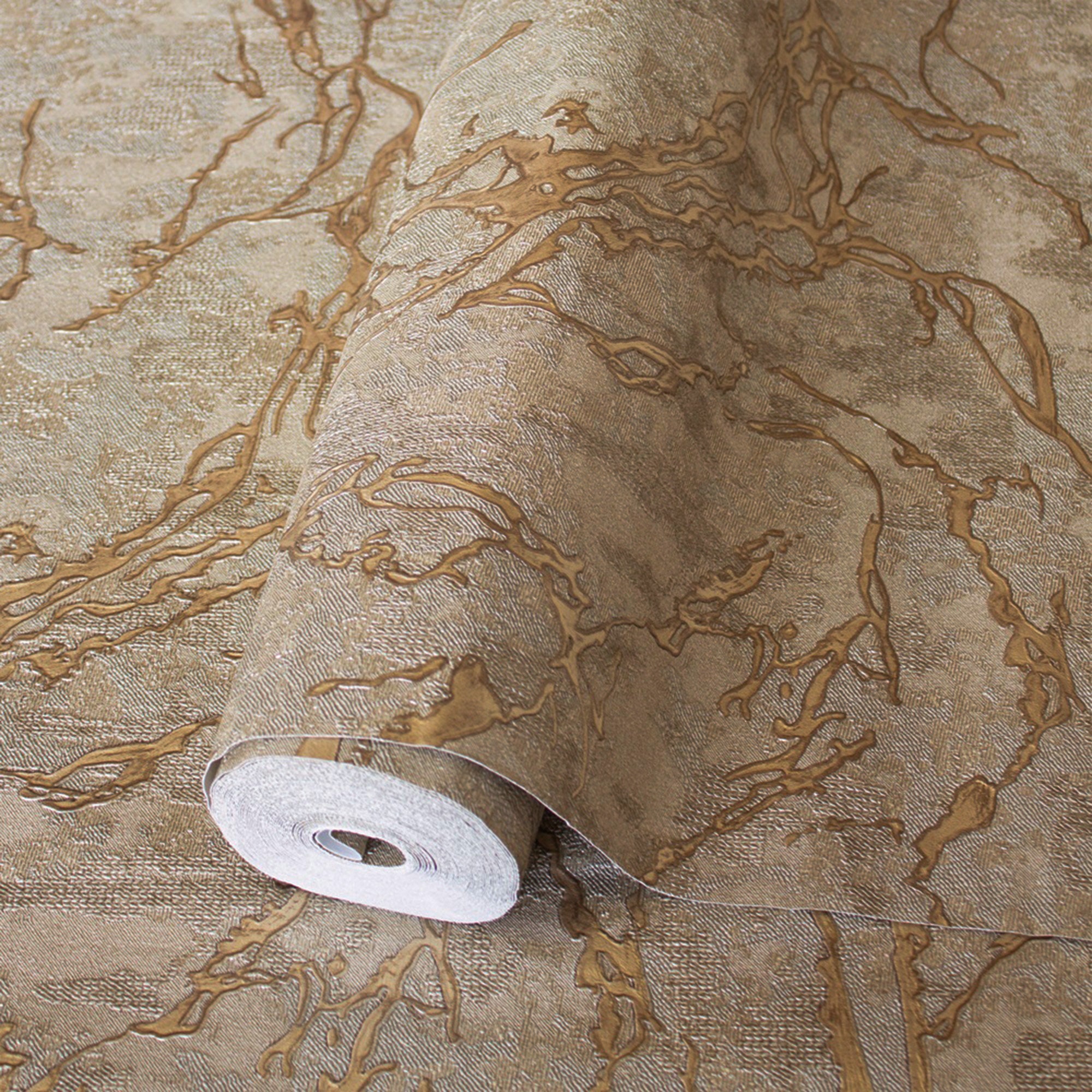 Modern Abstract Embossed Vein Textured Wallpaper, Cork Gray Bronze ...