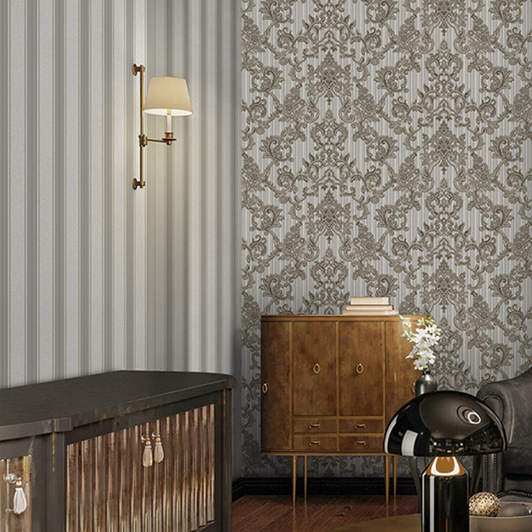 Large Striped Wallpaper, Textured Wallpaper, Extra Wide 114 Sq Ft Roll ...