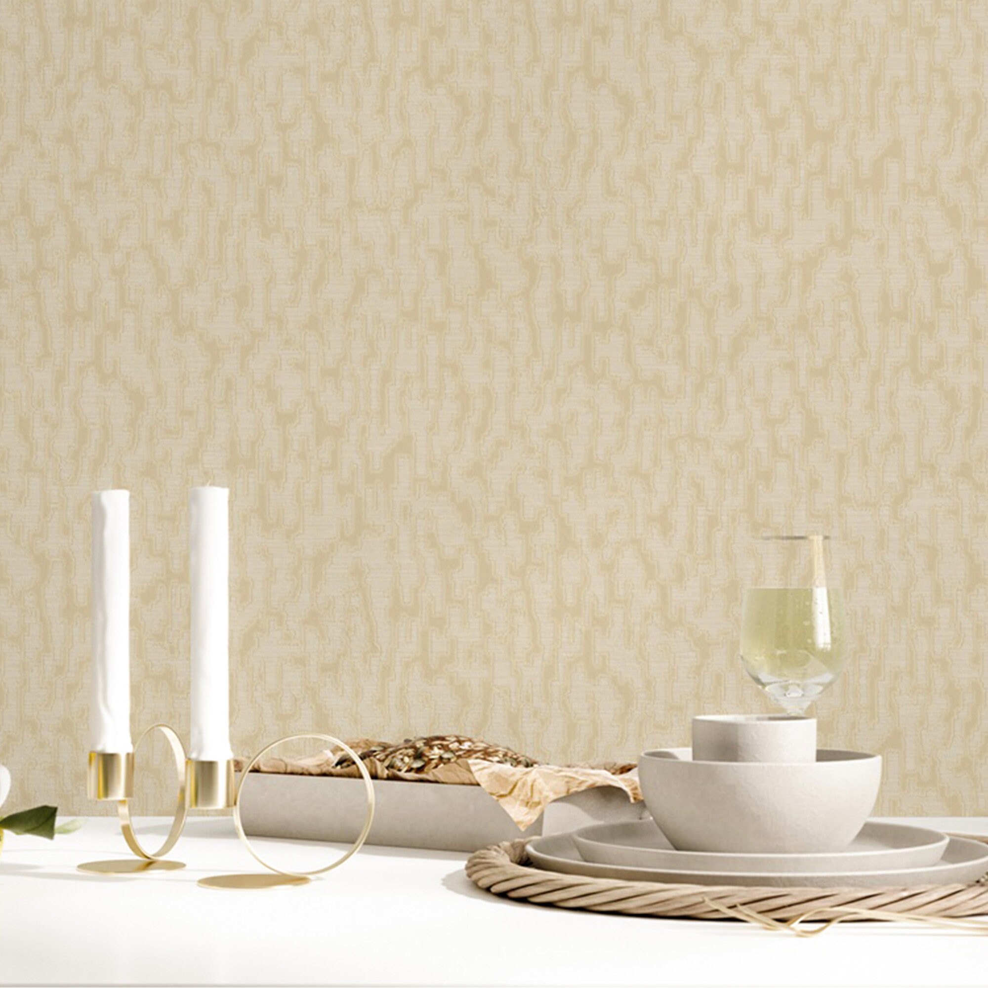 Luxury Ivory Gold Embossed Distressed Wallpaper, 3D Shiny Abstract ...