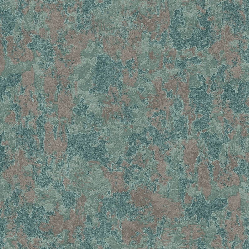 Beautiful Distressed Embossed Wallpaper, Blue Green Rustic Shimmering ...