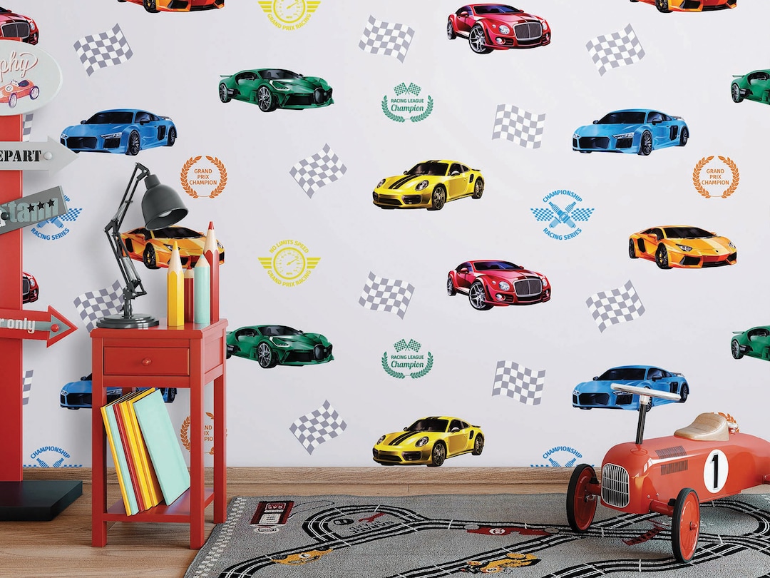 Boys Car Themed Textured Wallpaper Boys Bedroom Wall Paper - Etsy