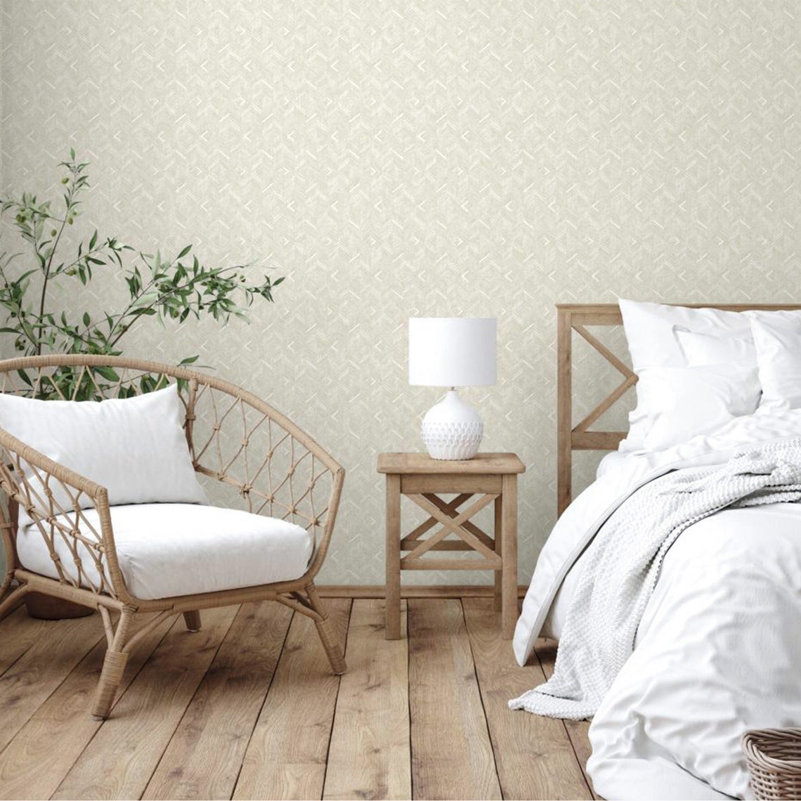 Embossed Geometric Wallpaper, 3D Chevron Herringbone Striped, Vinyl ...