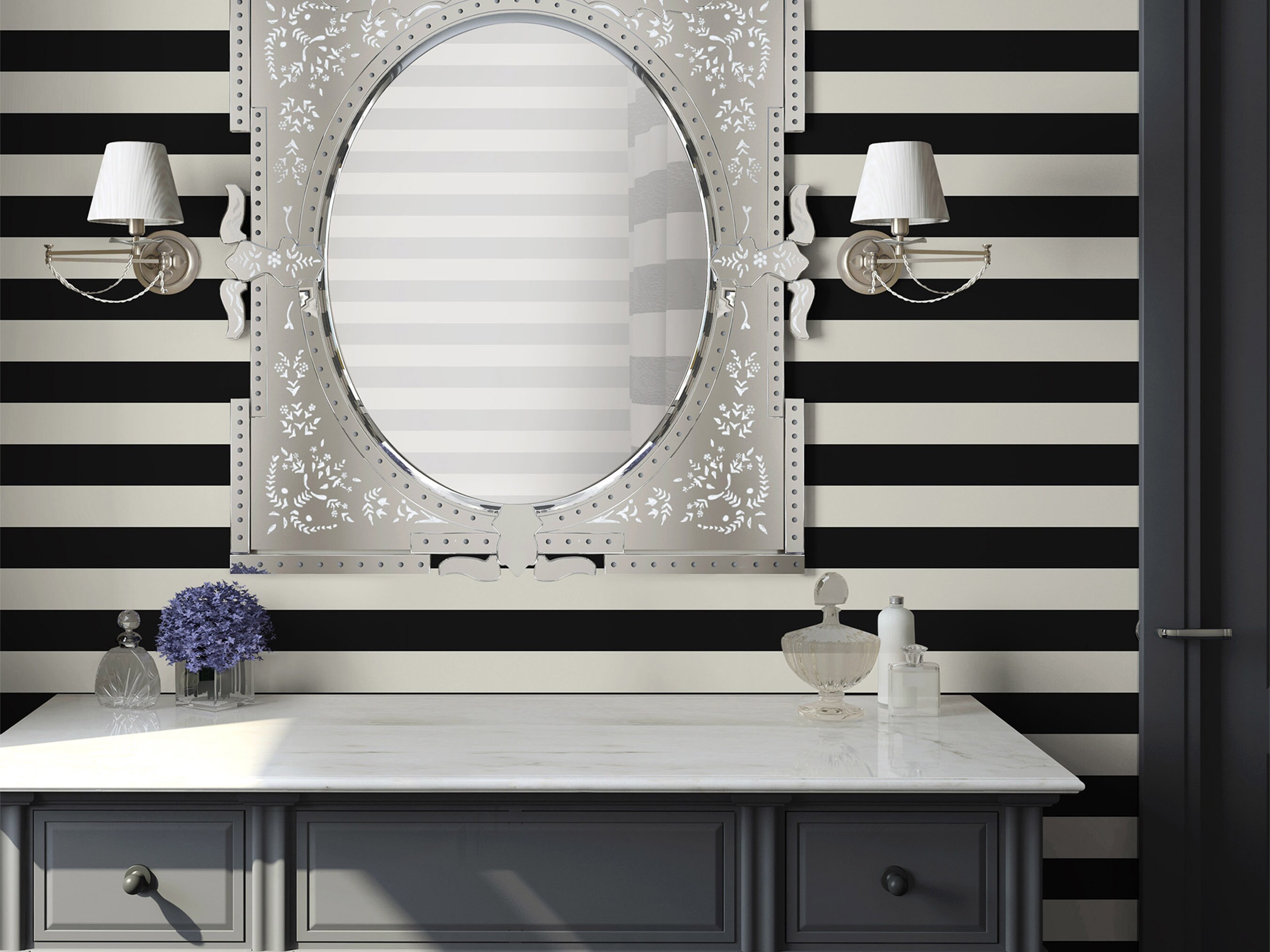 Modern Gray Striped Textured Wallpaper Stripes Wallcovering - Etsy