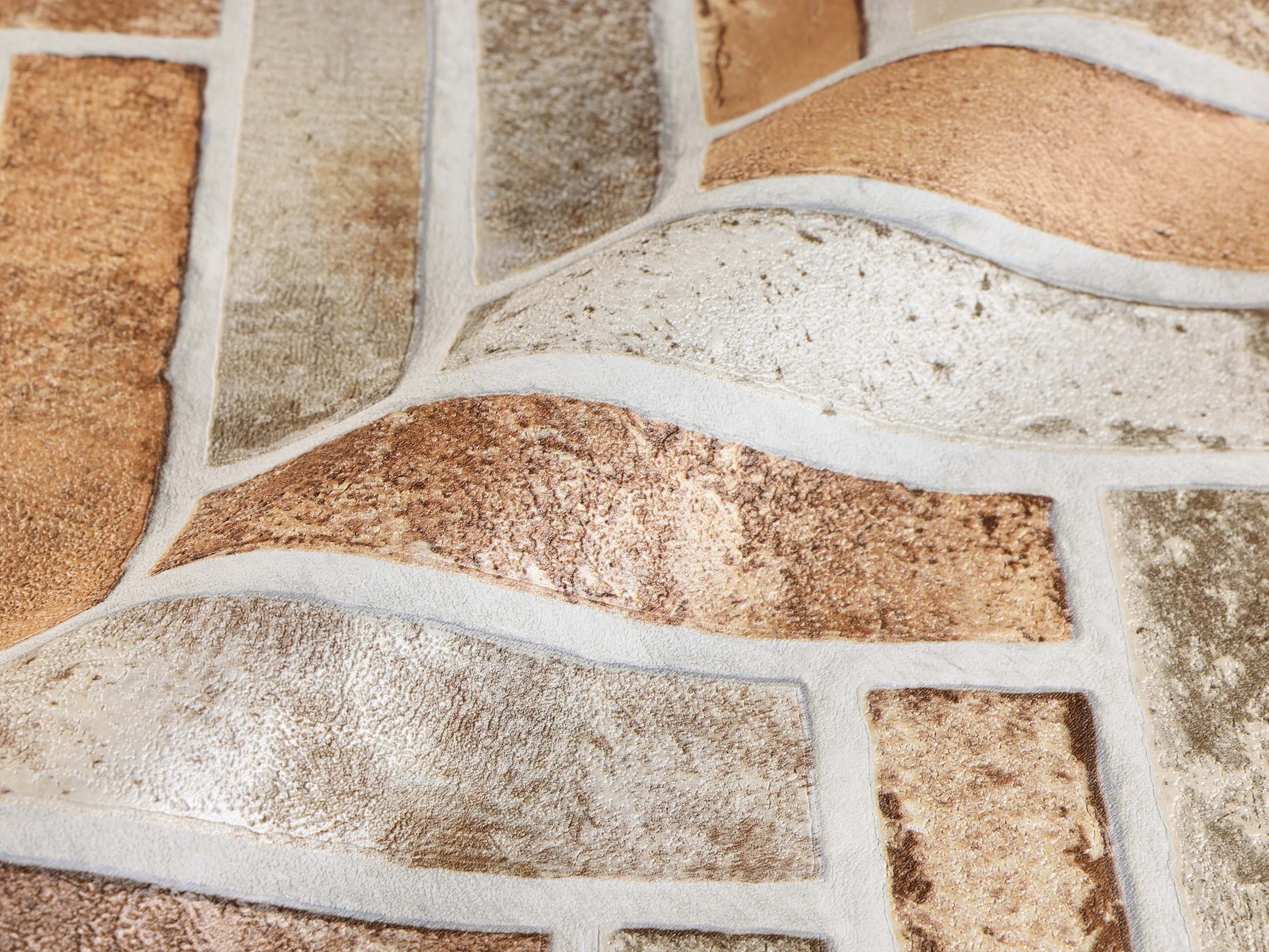 Golden Brick & Stone Embossed Wallpaper Home Wall Decor - Etsy