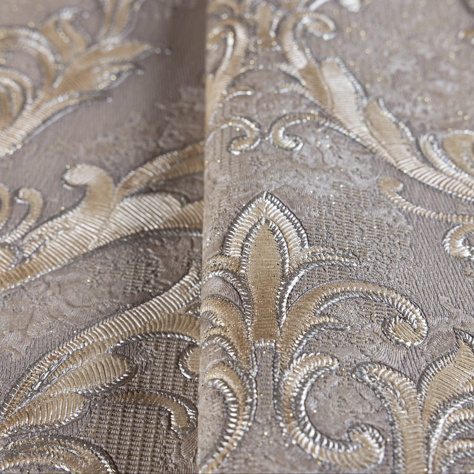 Dark Natural Deep Embossed Damask Wallpaper, Elegant Textured, Non ...